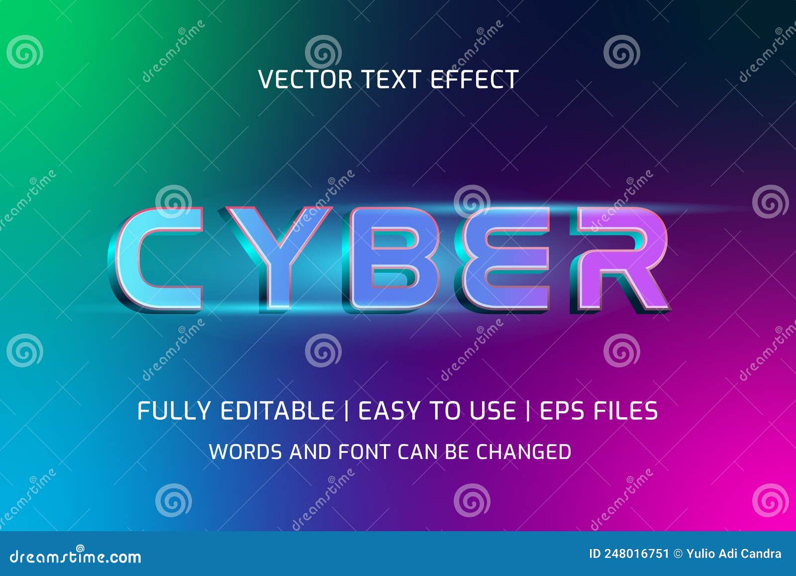 Cyber Text Effect 3d Fully Editable Stock Vector - Illustration of ...