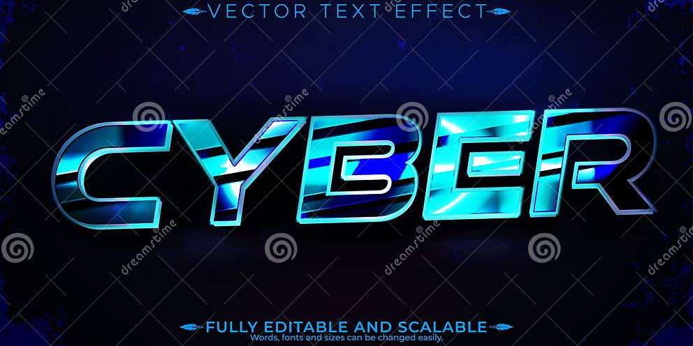 Cyber Text Effect, Editable Future and Neon Text Style Stock Vector ...