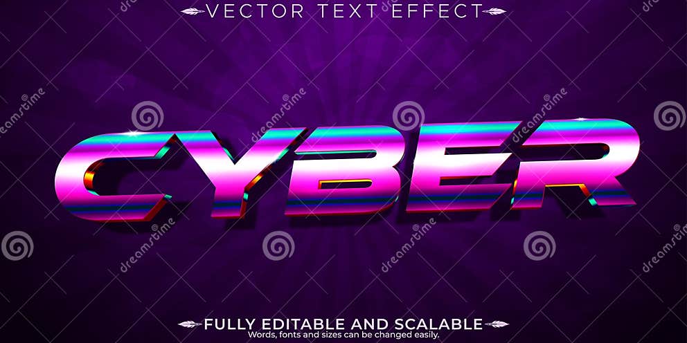 Cyber Text Effect, Editable Future and Neon Text Style Stock Vector ...