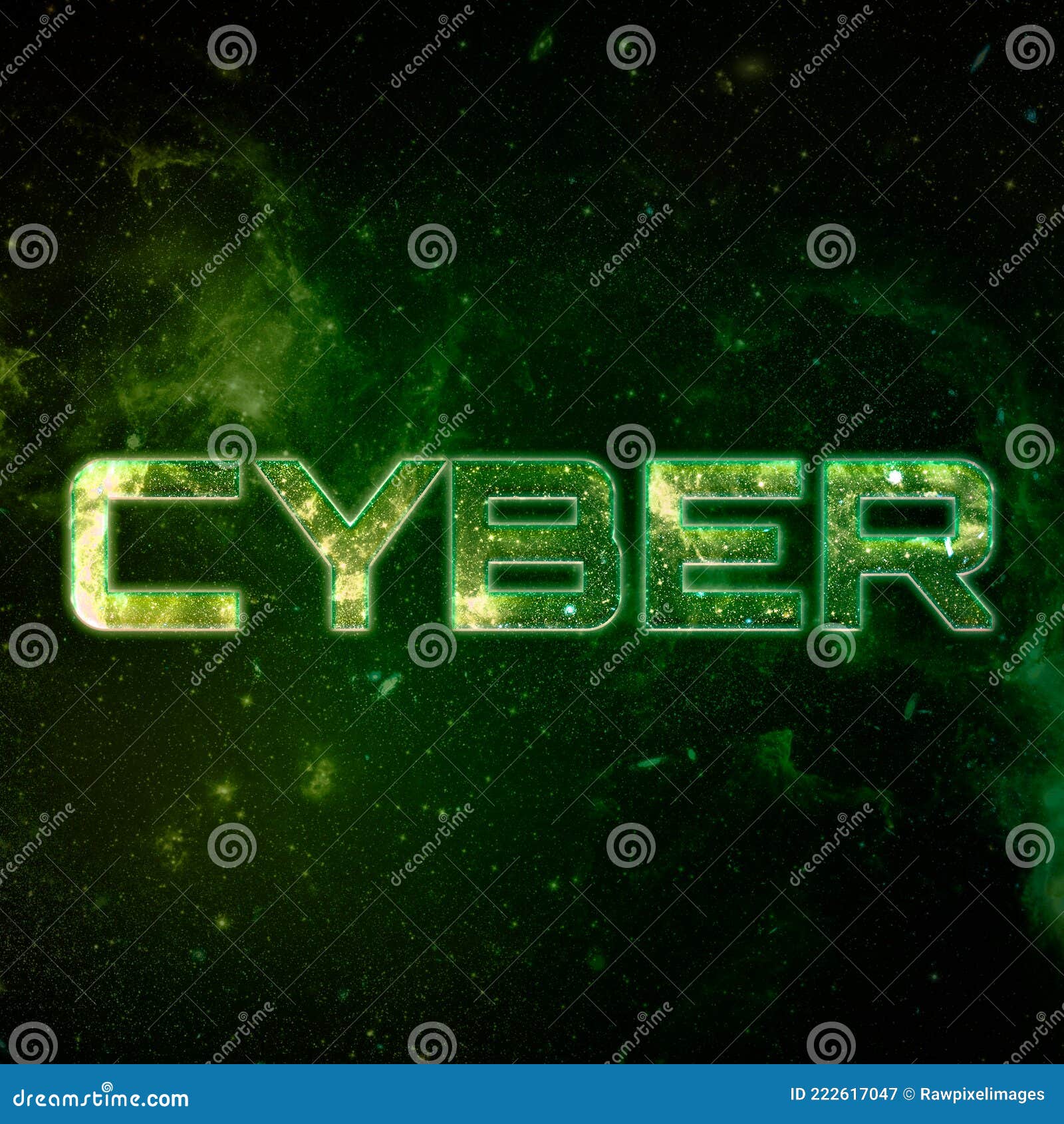 CYBER Text Typography Galaxy Effect Word Stock Illustration ...