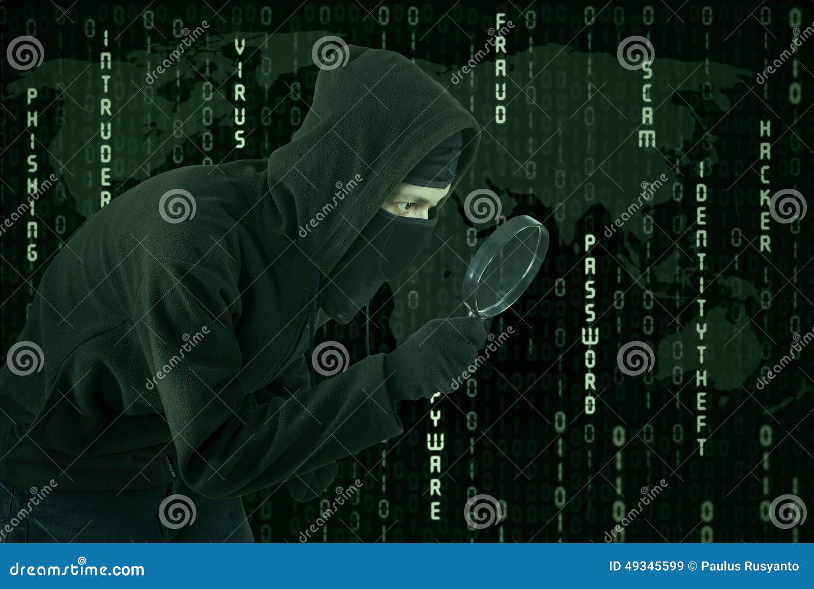 Cyber Theft Using Magnifying Glass Stock Image - Image of information ...