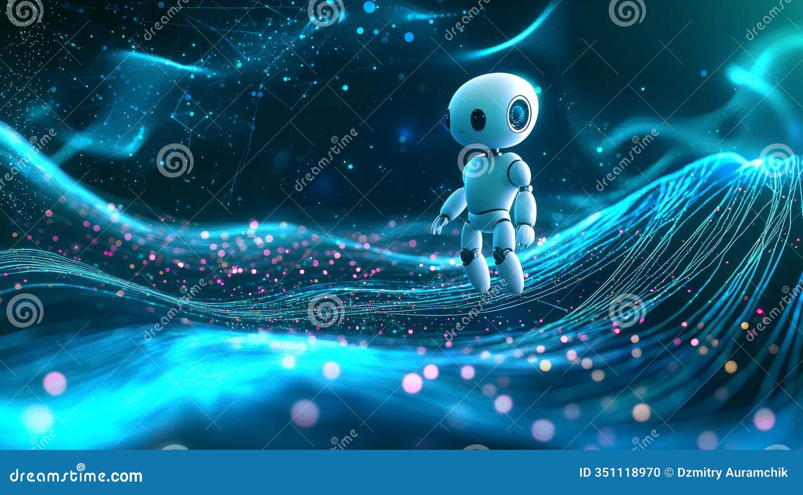 A Cyber-themed 3D Illustration Showcasing a Robot, Android, and Chat ...