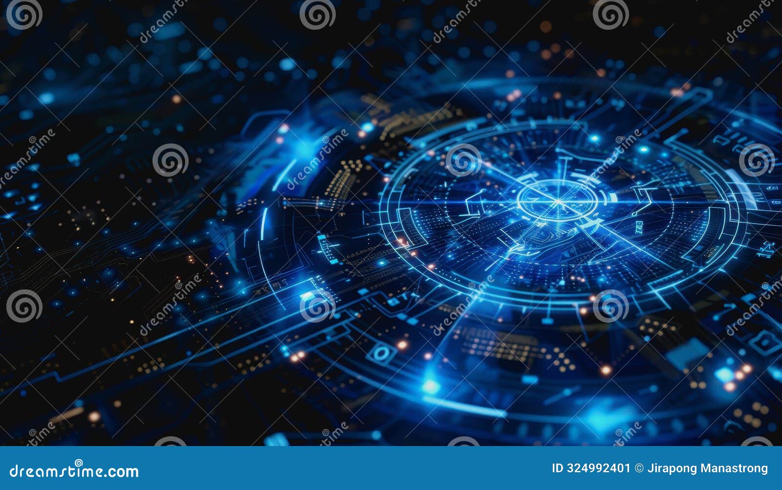 Cyber Themed Digital Background with Blue Glowing Lines and ...
