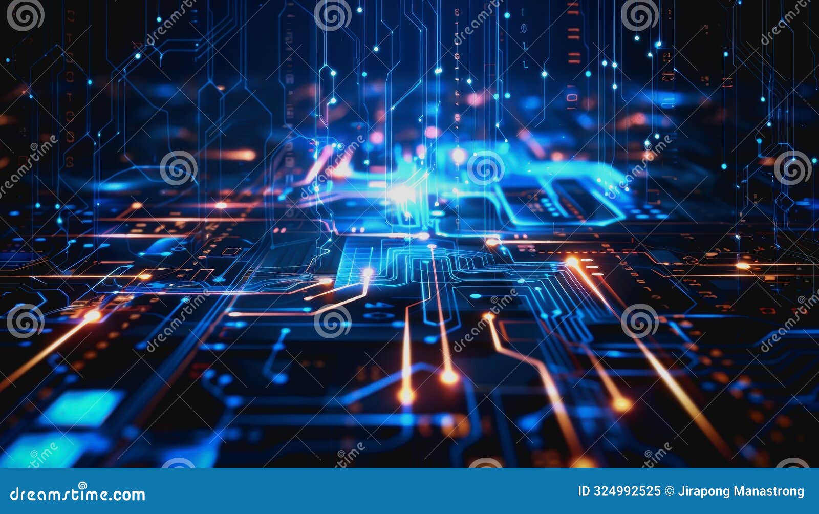 Cyber Themed Digital Background with Blue Glowing Lines and ...