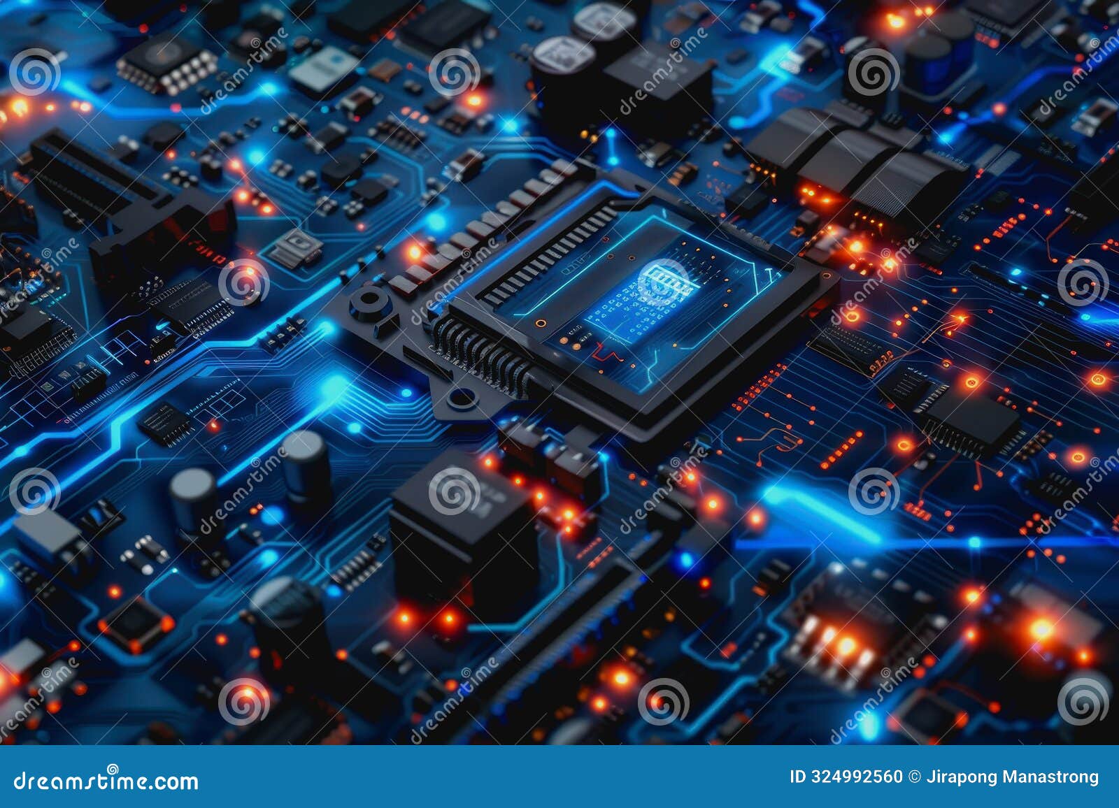 Cyber Themed Digital Background with Blue Glowing Lines and ...