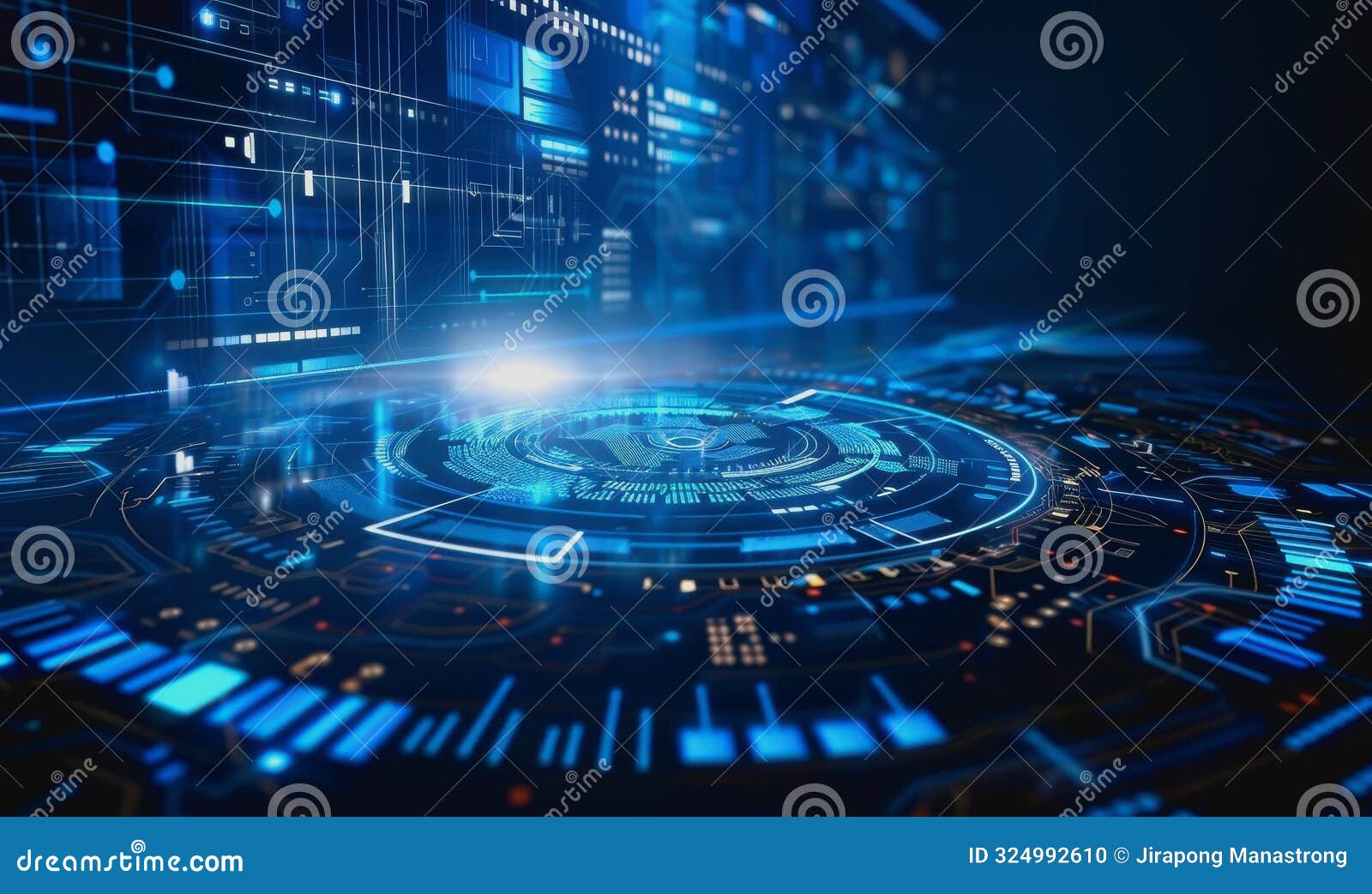 Cyber Themed Digital Background with Blue Glowing Lines and ...