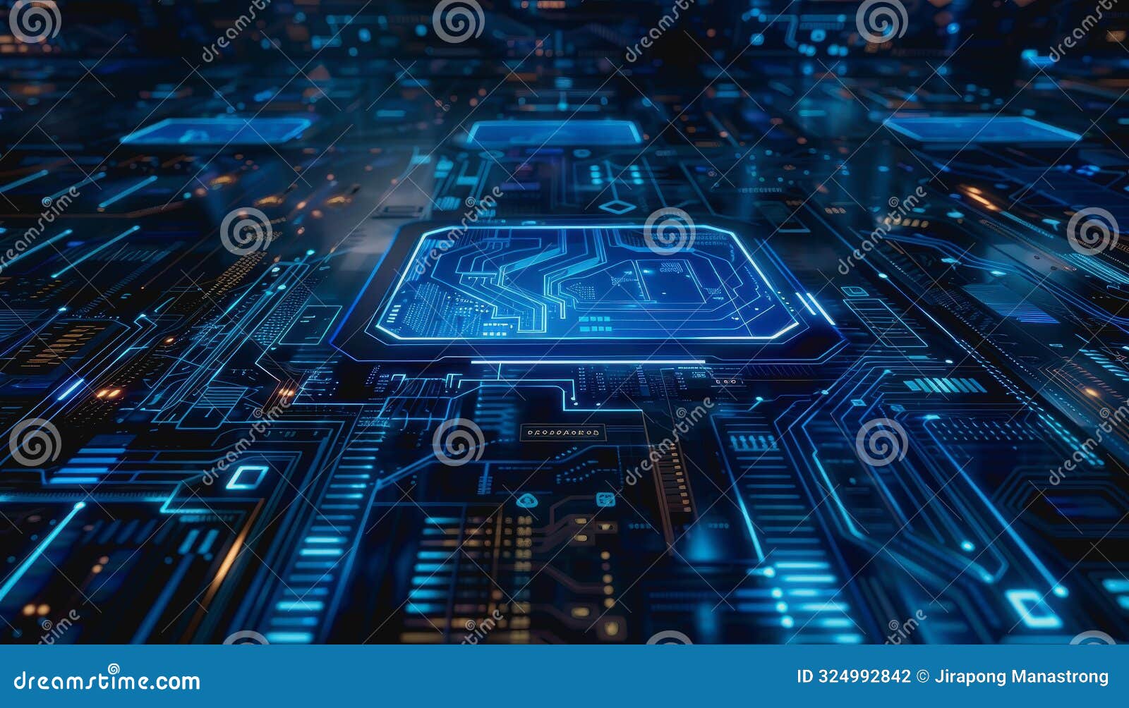 Cyber Themed Digital Background with Blue Glowing Lines and ...