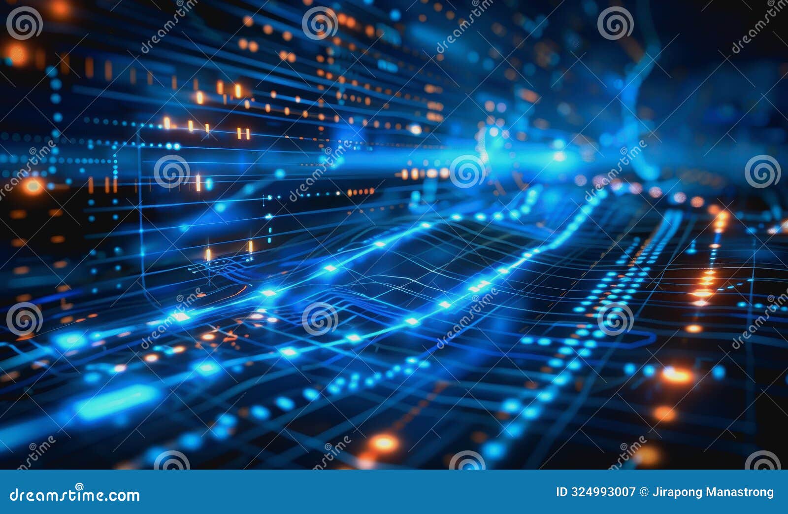 Cyber Themed Digital Background with Blue Glowing Lines and ...