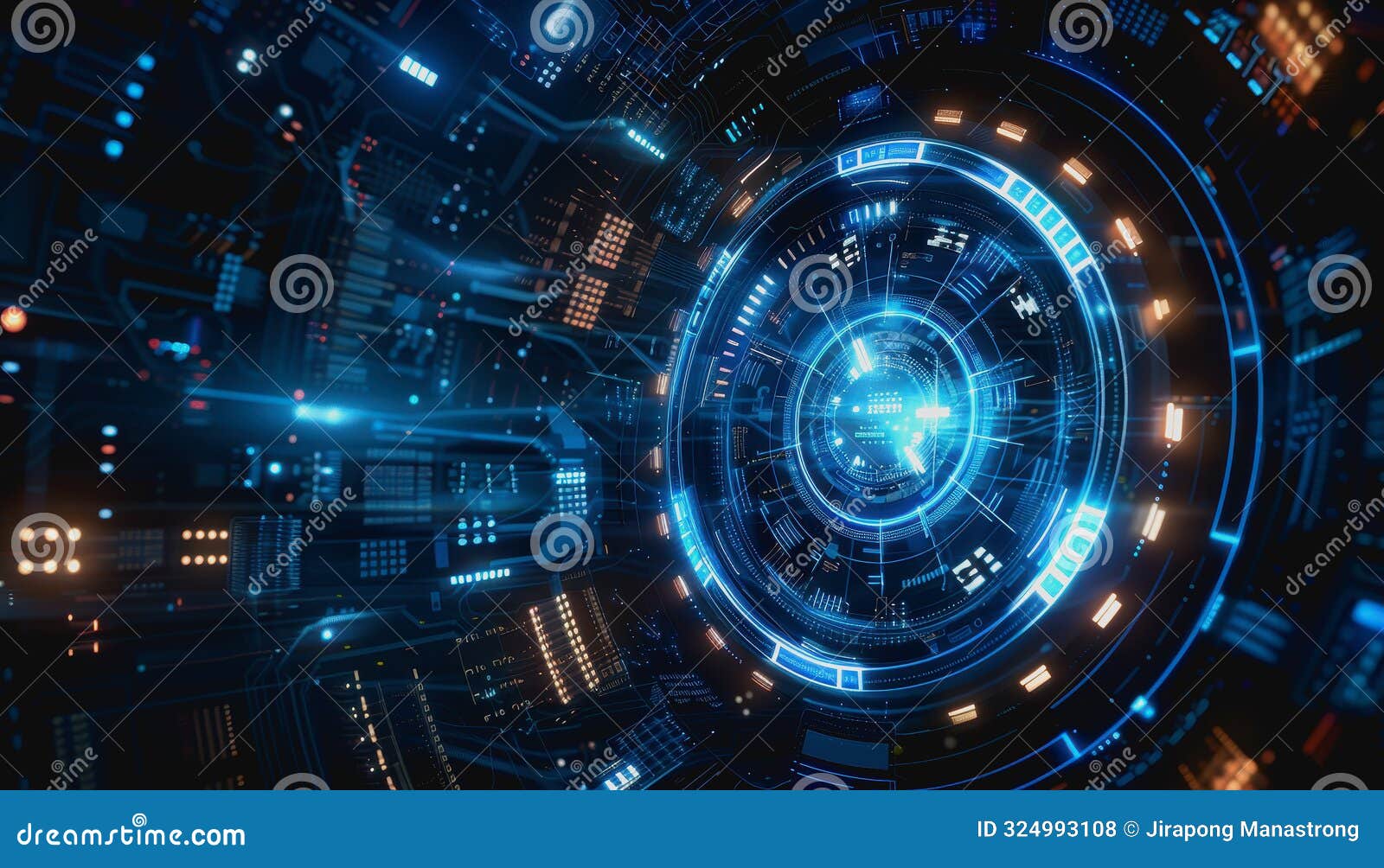 Cyber Themed Digital Background with Blue Glowing Lines and ...