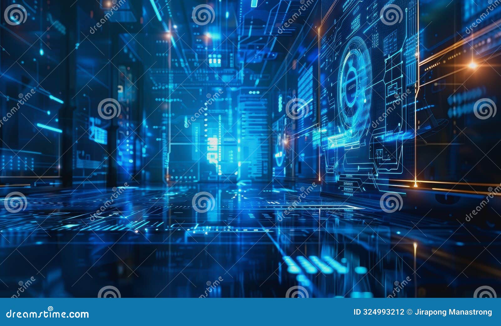 Cyber Themed Digital Background with Blue Glowing Lines and ...