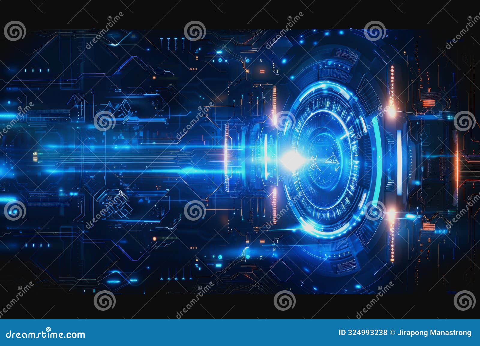 Cyber Themed Digital Background with Blue Glowing Lines and ...