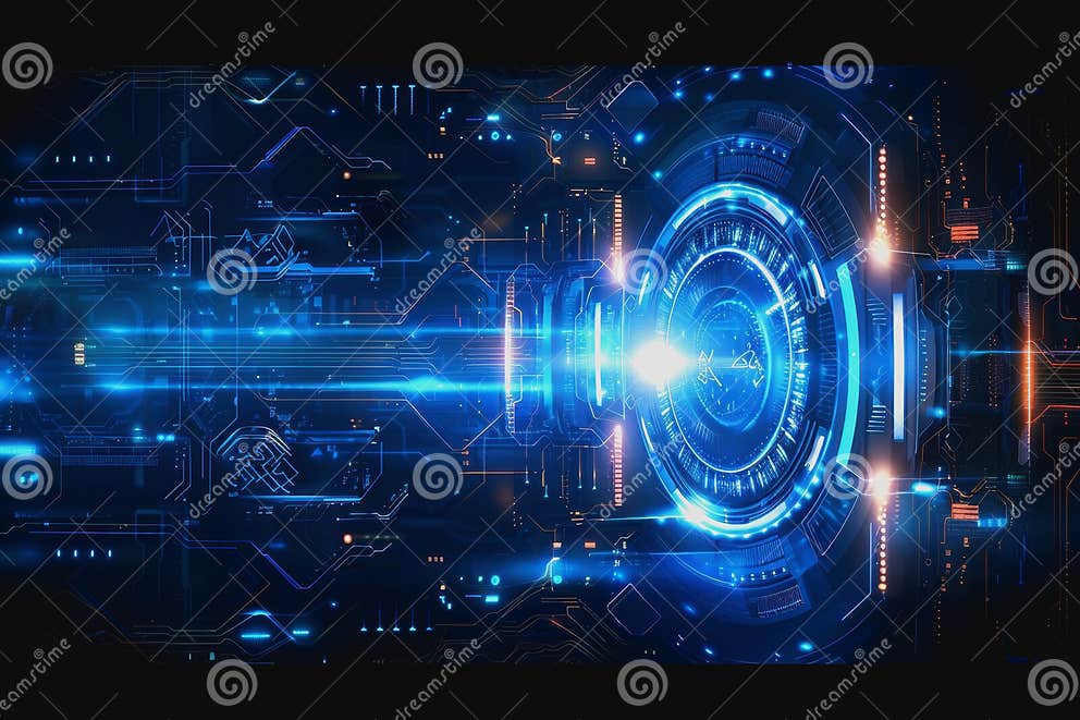 Cyber Themed Digital Background with Blue Glowing Lines and ...