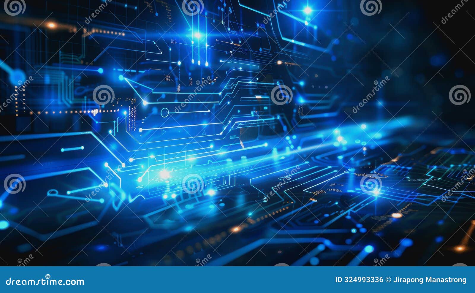 Cyber Themed Digital Background with Blue Glowing Lines and ...