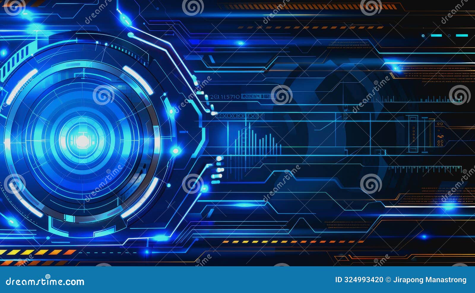 Cyber Themed Digital Background with Blue Glowing Lines and ...