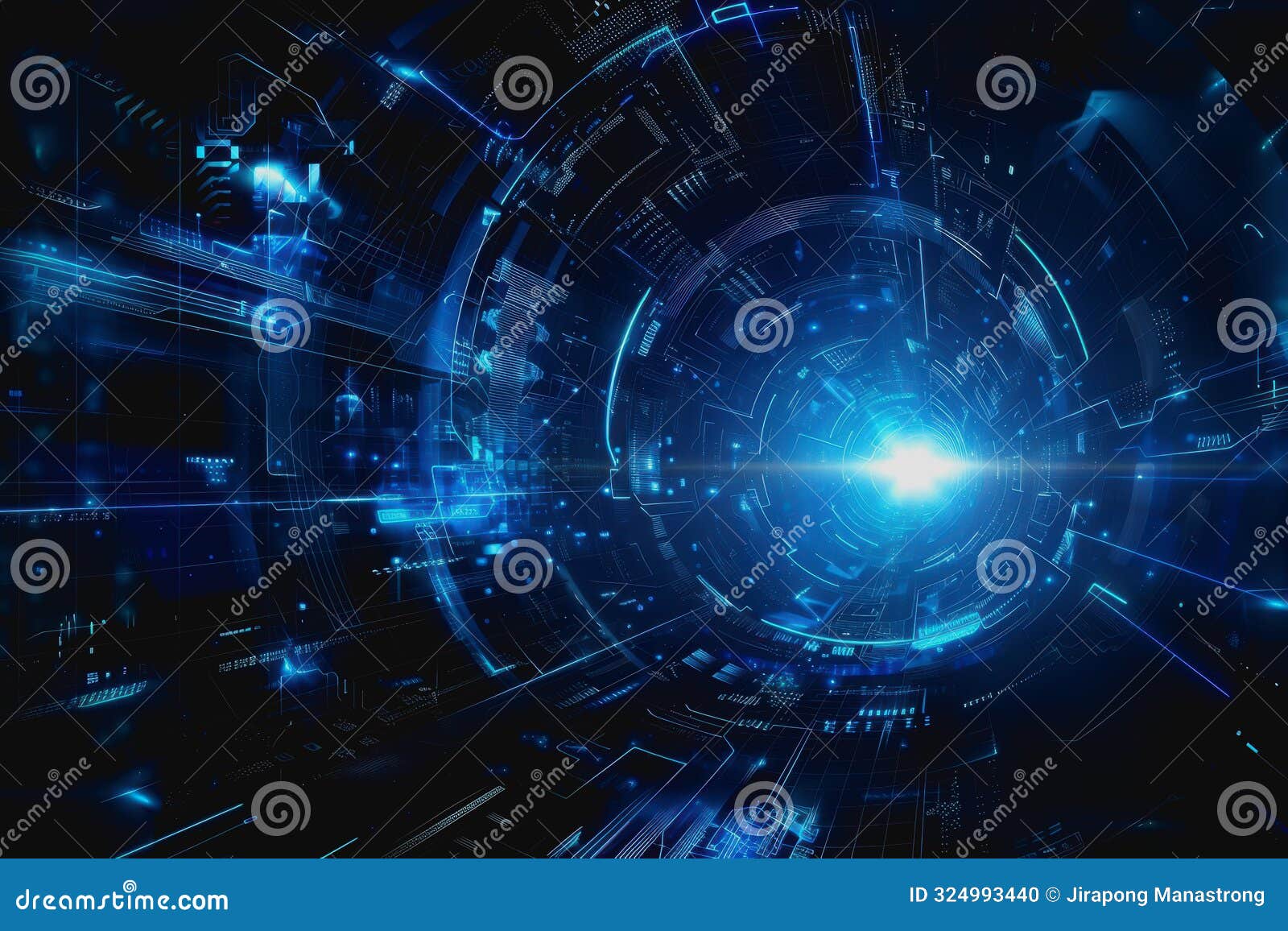 Cyber Themed Digital Background with Blue Glowing Lines and ...