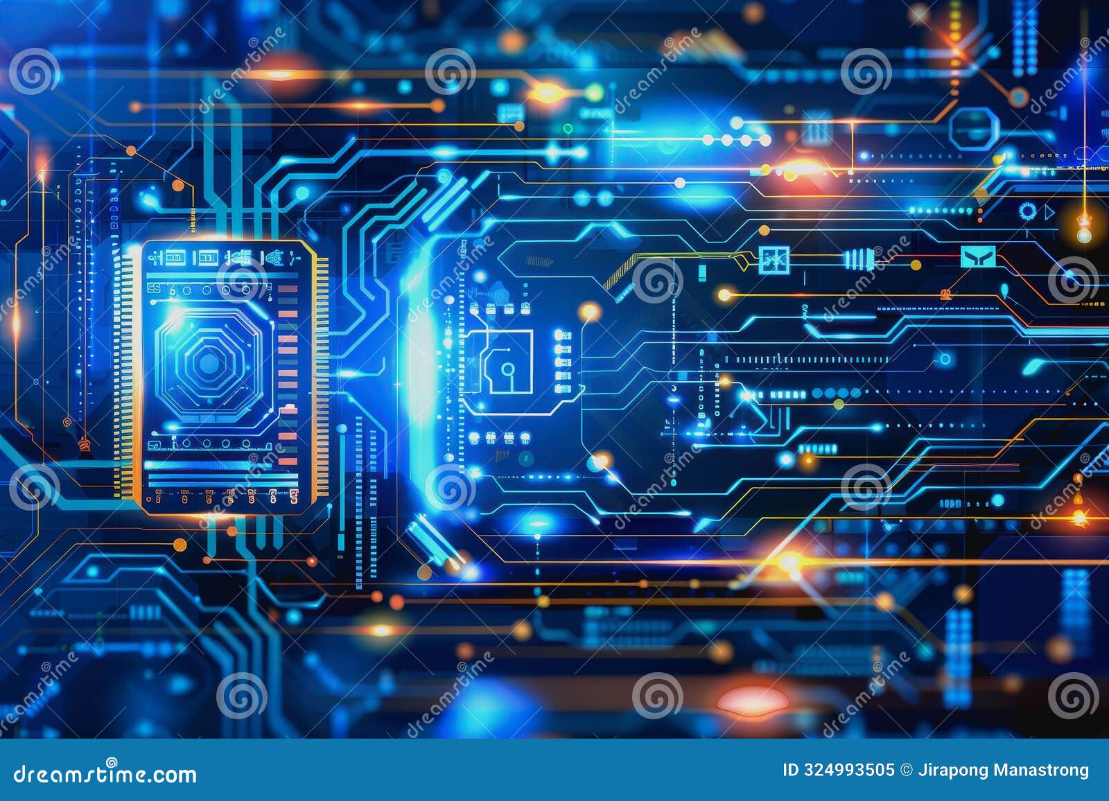Cyber Themed Digital Background with Blue Glowing Lines and ...