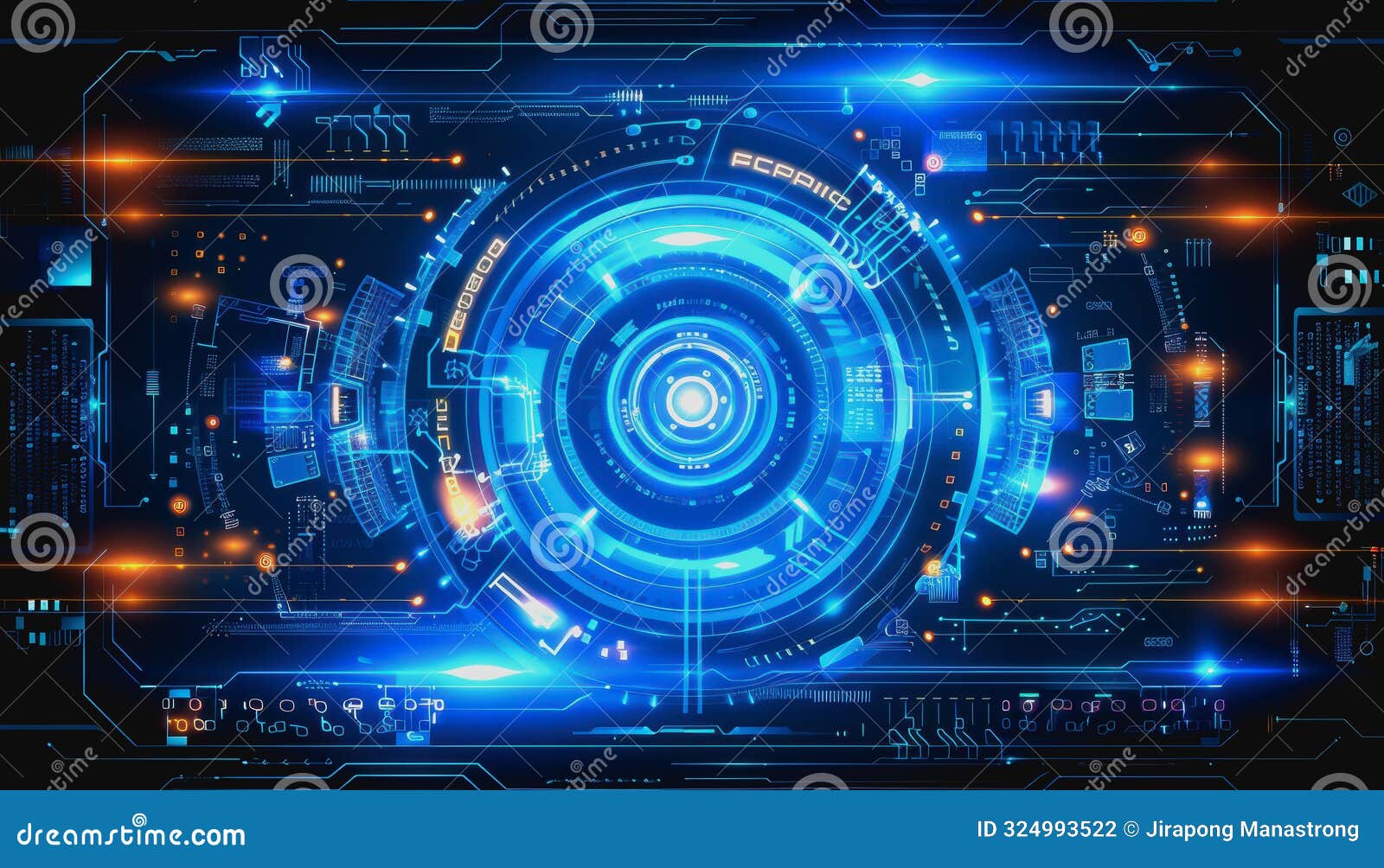 Cyber Themed Digital Background with Blue Glowing Lines and ...
