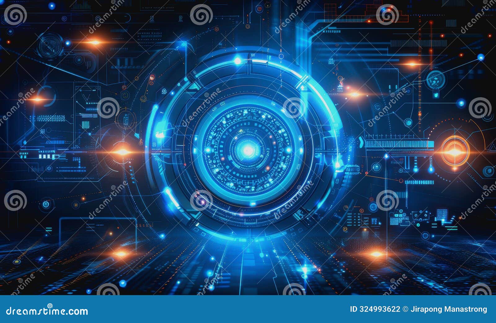 Cyber Themed Digital Background with Blue Glowing Lines and ...