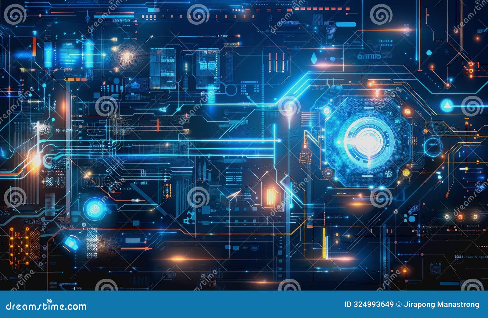 Cyber Themed Digital Background with Blue Glowing Lines and ...