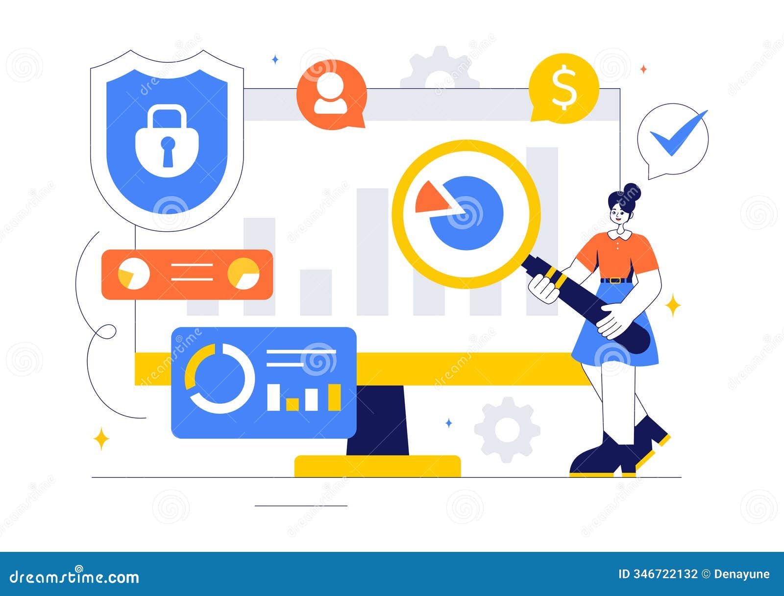 Cyber Threat Analysis Vector Illustration Featuring Vulnerability ...