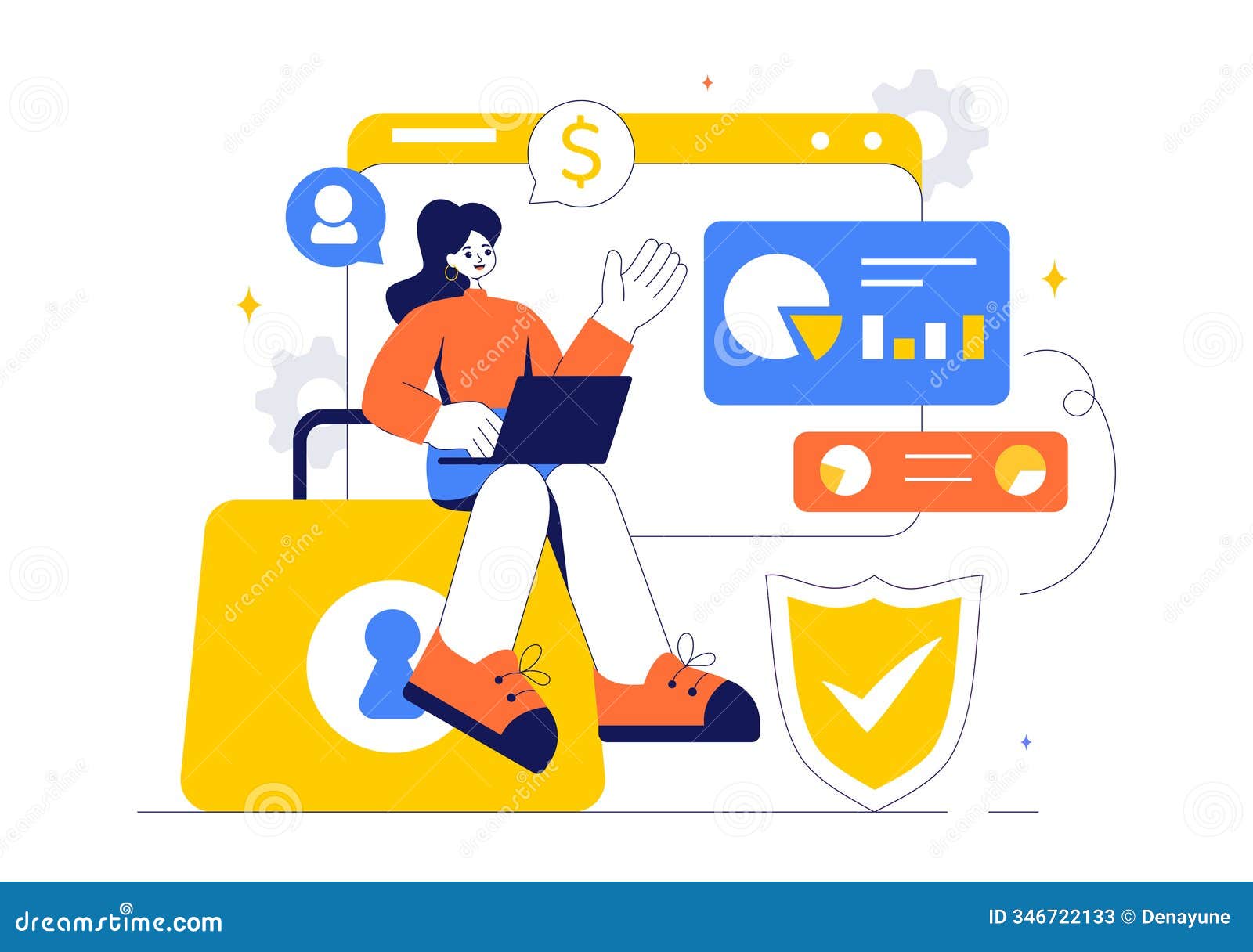 Cyber Threat Analysis Vector Illustration Featuring Vulnerability ...