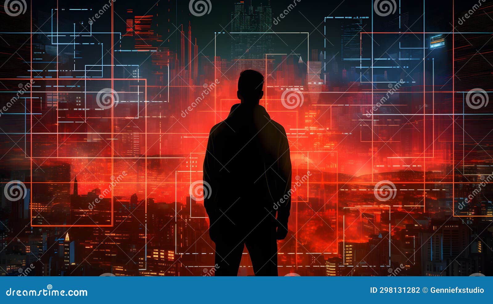 Giant Surveillance Camera Spies A Man. No Secrets, No Privacy Concept ...