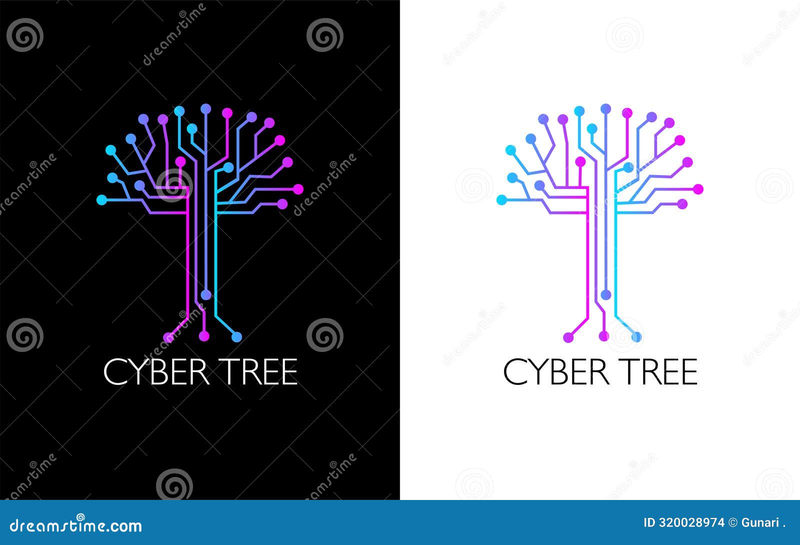 Cyber tree tech logo stock illustration. Illustration of future - 320028974