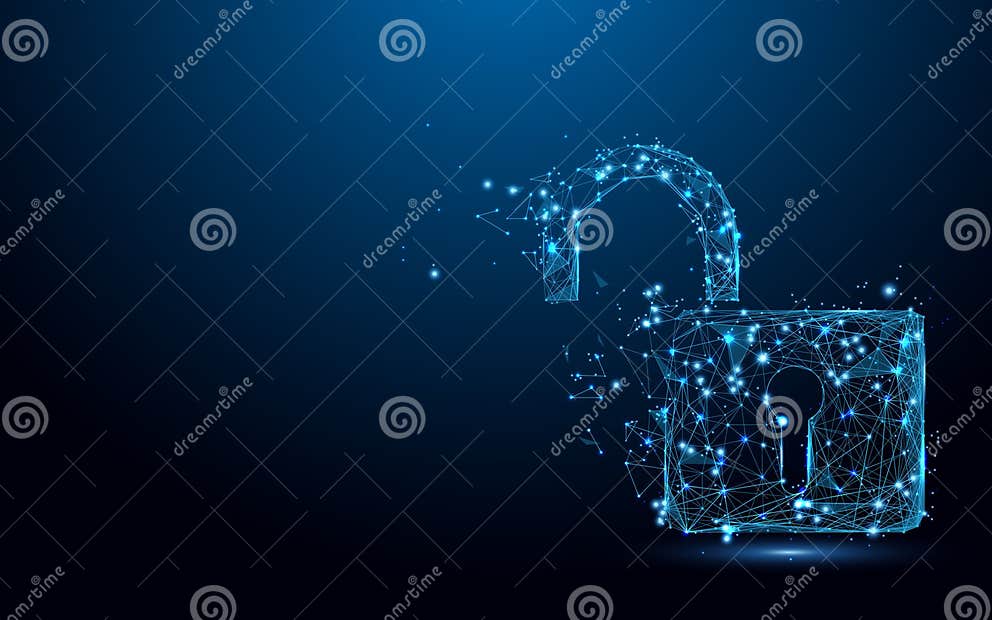 Cyber Unlock Security Concept. Lock Symbol Form Lines and Triangles ... Cyber Unlock Security Concept. Lock Symbol Form Lines and Triangles ...