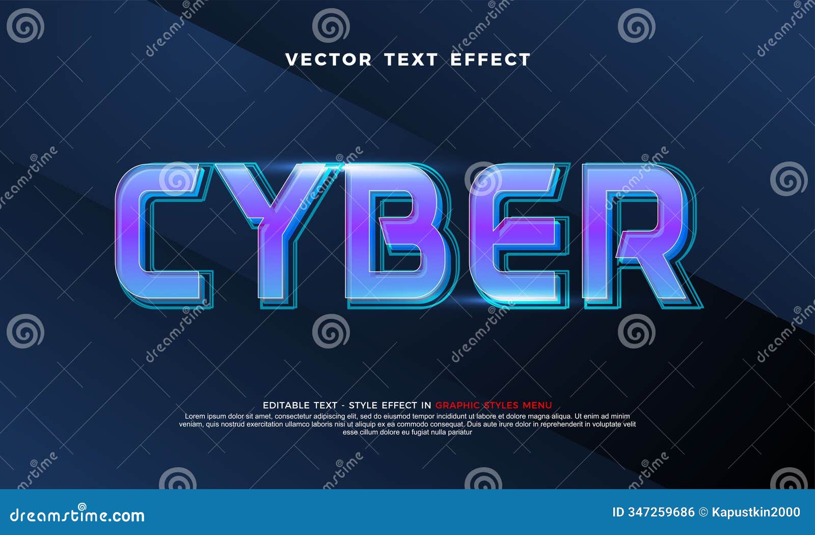Cyber Vector Text Effect with Neon Style Stock Illustration ...