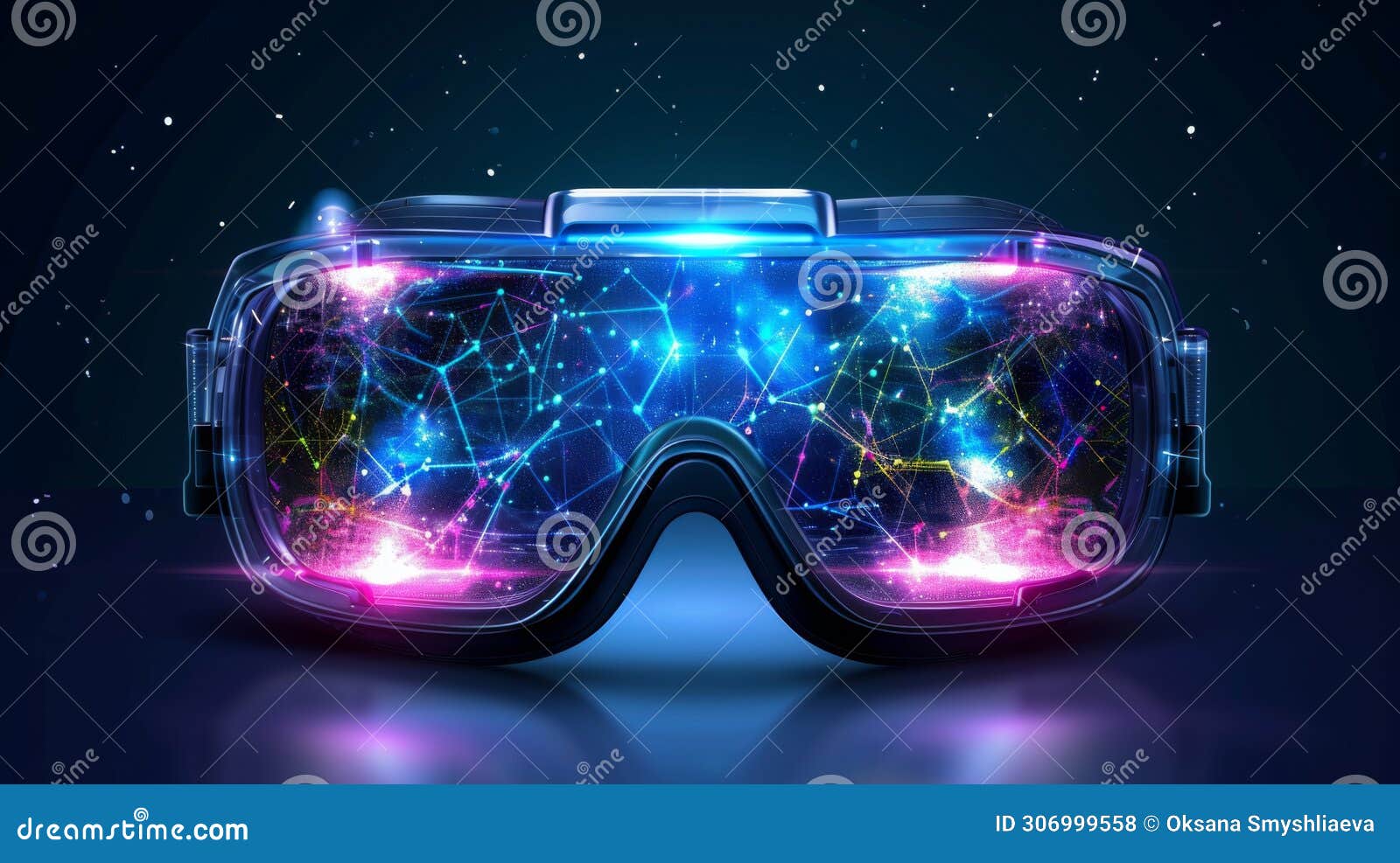 Cyber VR Headset with Quantum Graphics. a Cybernetic VR Headset ...