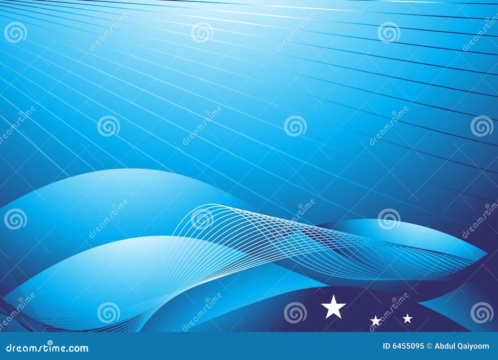 Cyber Waves Concept with Shining Stars in Blue Stock Illustration ...