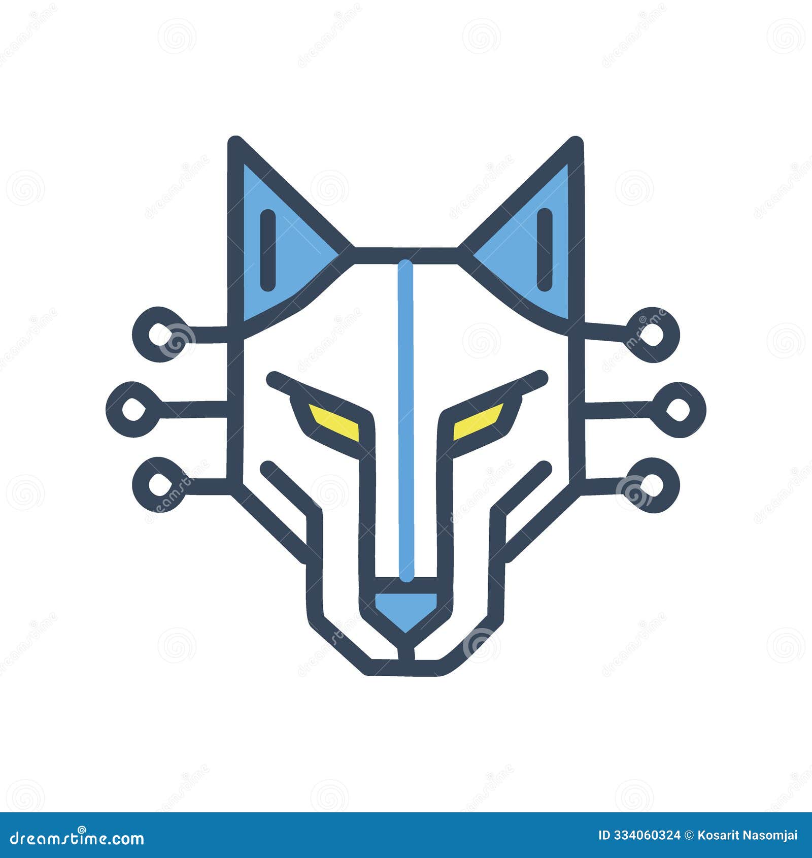 Cyber Wolf Logo. Digital Wolf Head with Network Connections Symbolizing ...