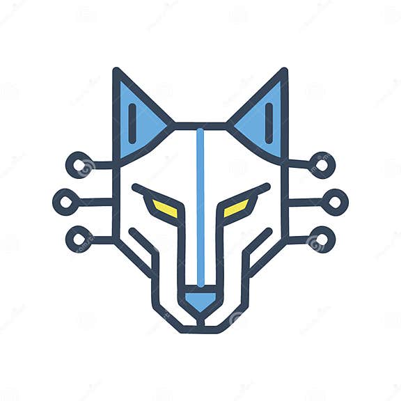 Cyber Wolf Logo. Digital Wolf Head with Network Connections Symbolizing ...
