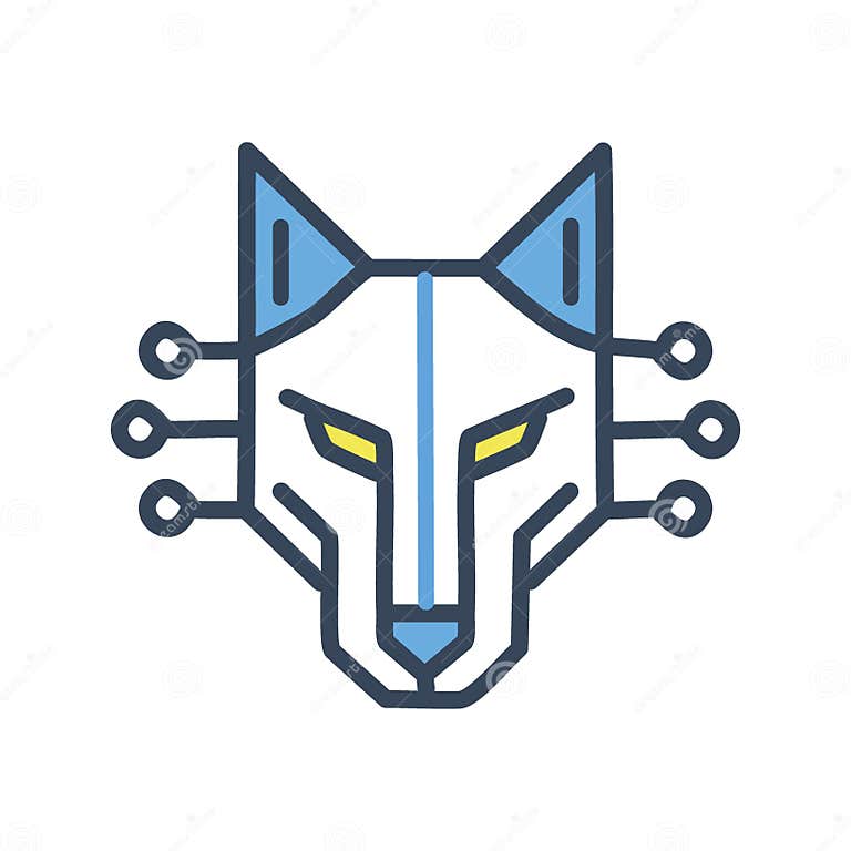 Cyber Wolf Logo. Digital Wolf Head with Network Connections Symbolizing ...