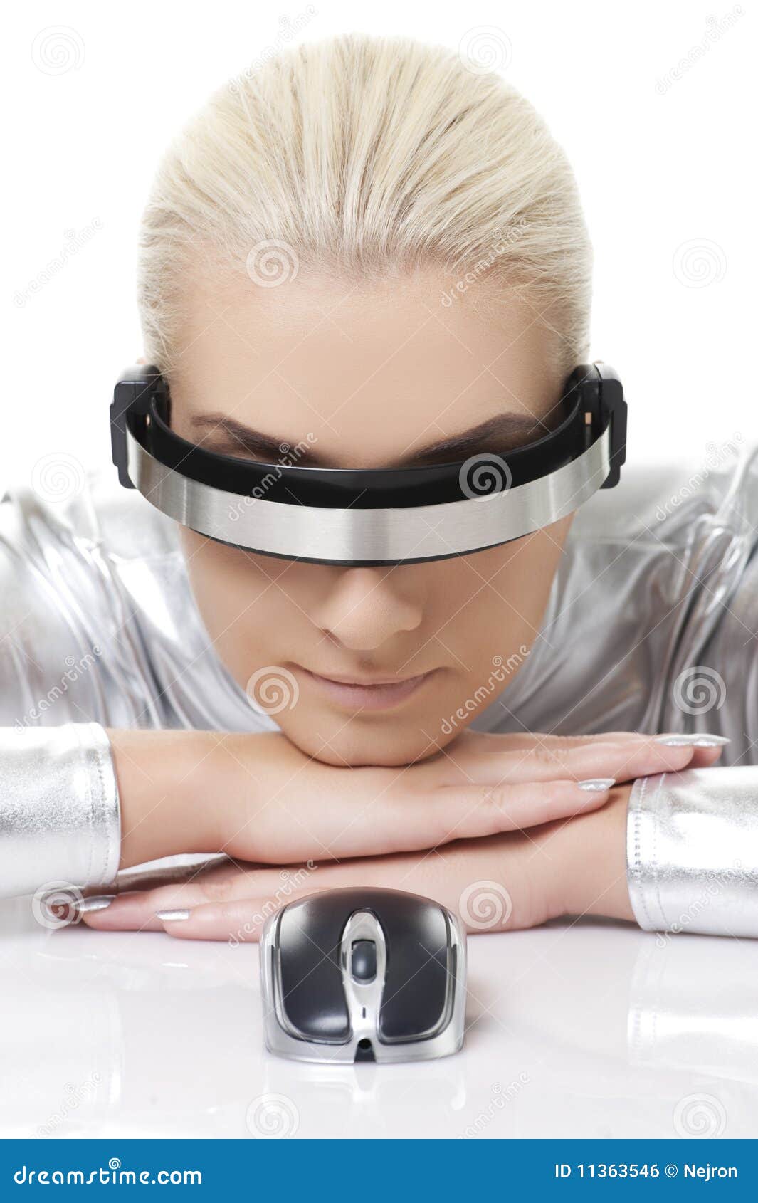 Cyber Woman with Computer Mouse Stock Photo - Image of future ...