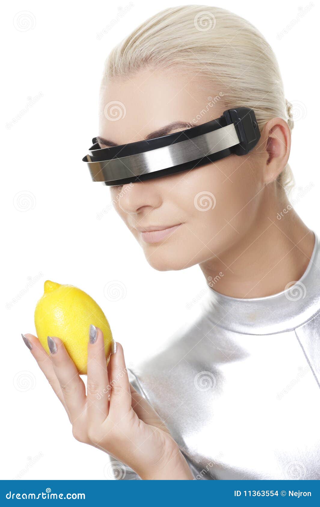 Cyber Woman with Fresh Lemon Stock Photo - Image of food, fruit: 11363554