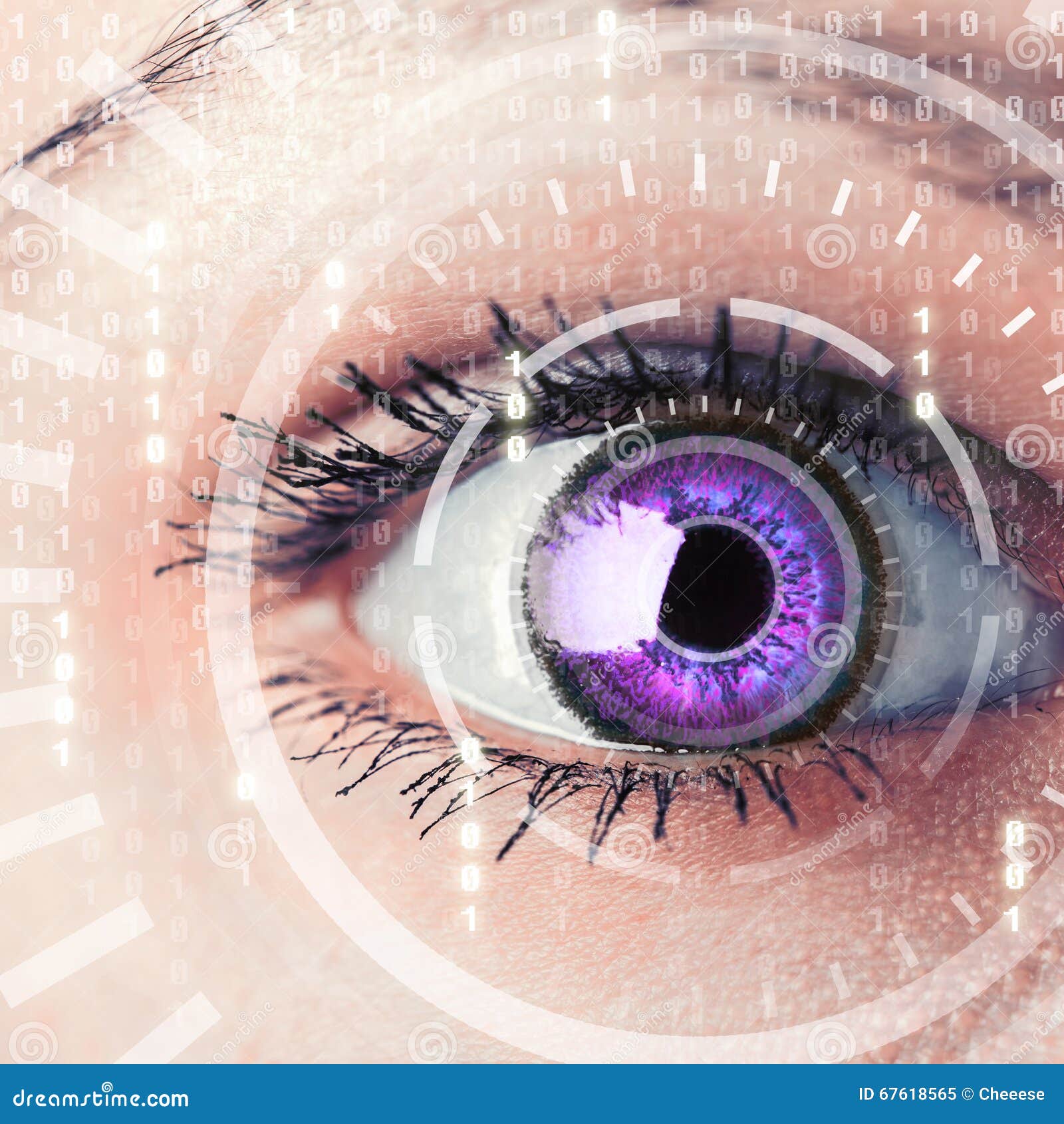 Cyber Woman with Matrix Eye Concept Stock Image - Image of green, look ...