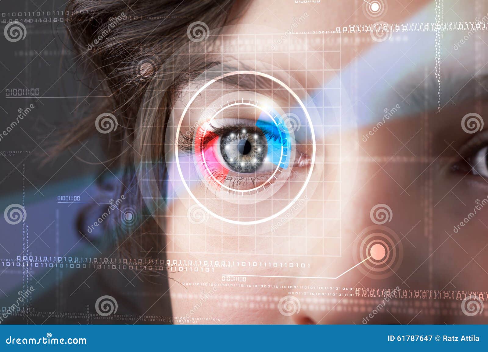 Cyber Woman with Technolgy Eye Looking Stock Illustration ...