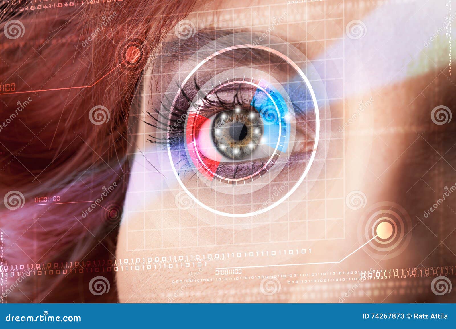 Cyber Woman with Technolgy Eye Looking Stock Image - Image of interface ...