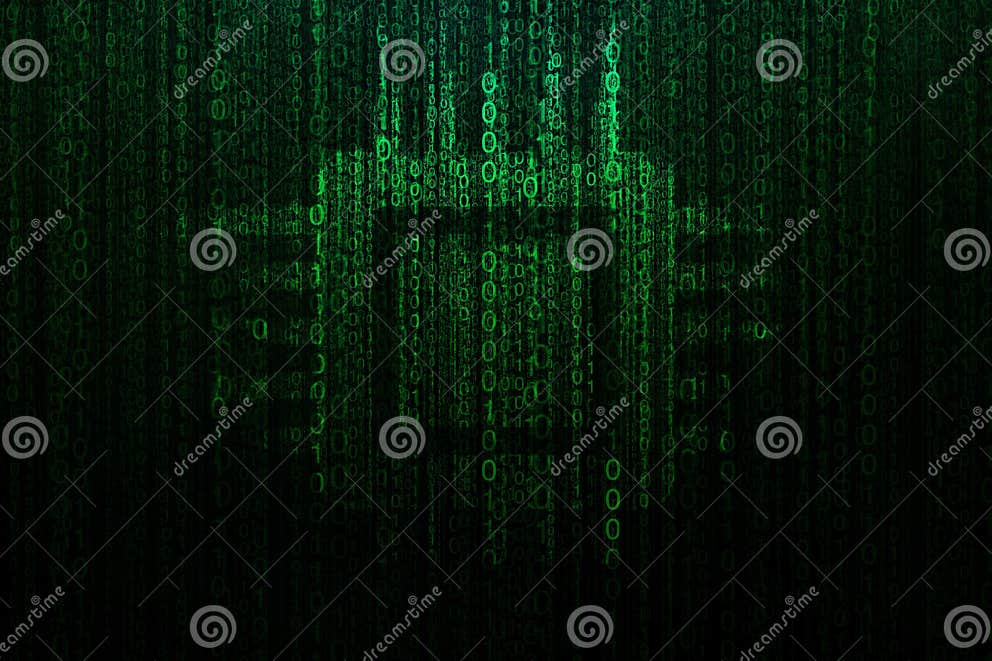 Cyber â€‹â€‹processor with Green Binary Code, Technological Stock Illustration - Illustration of ...