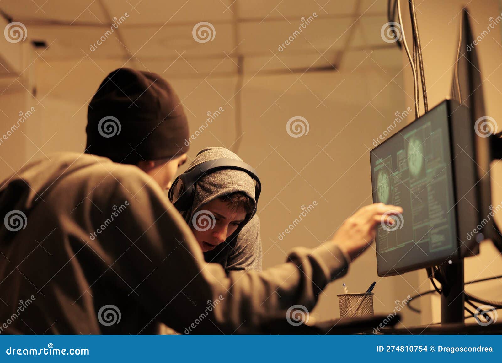 Hacking Of Database With Admin Access Side View Of Hacker Hands In Gloves Typing Malicious Code