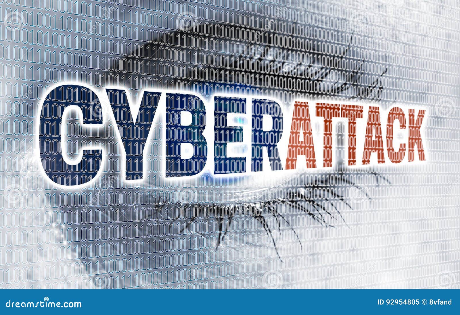 Cyberattack Eye with Matrix Looks at Viewer Concept Stock Illustration ...