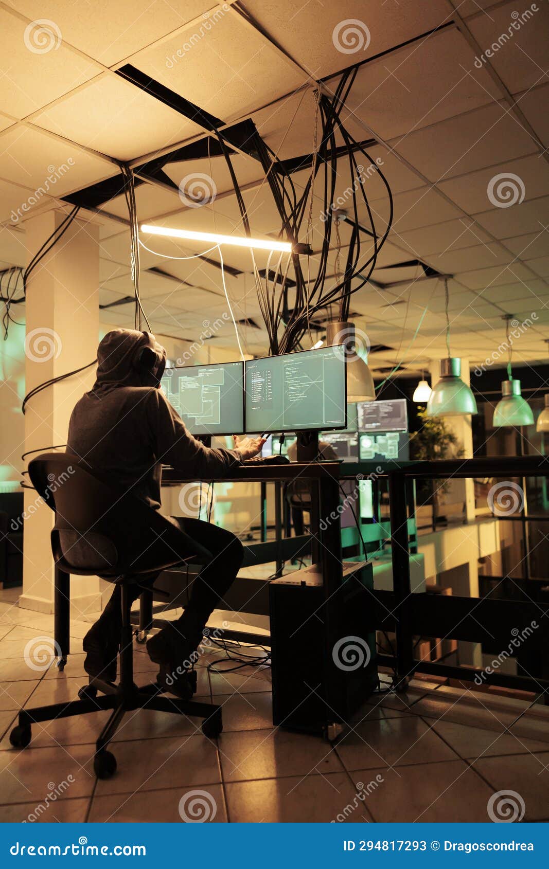 Cyberattack Hacker Running Malware Code On Computer Hacking Database Stock Image Image Of