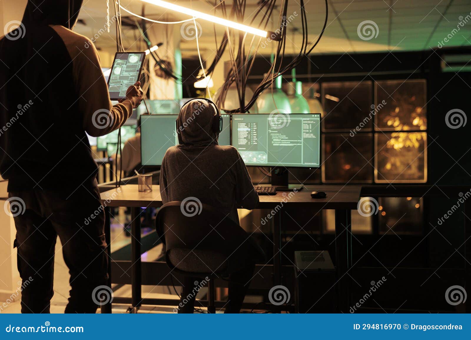 Cyberattack, Hackers Running Spyware Code on Computer Screen Stock ...