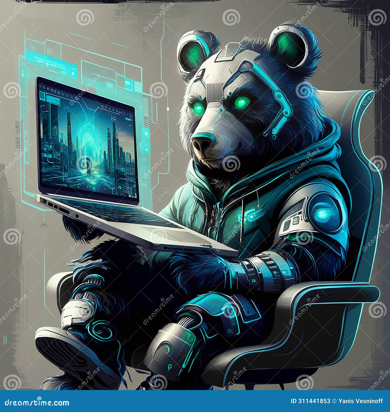 The Cyberbear (AI Generated) Stock Illustration - Illustration of ...