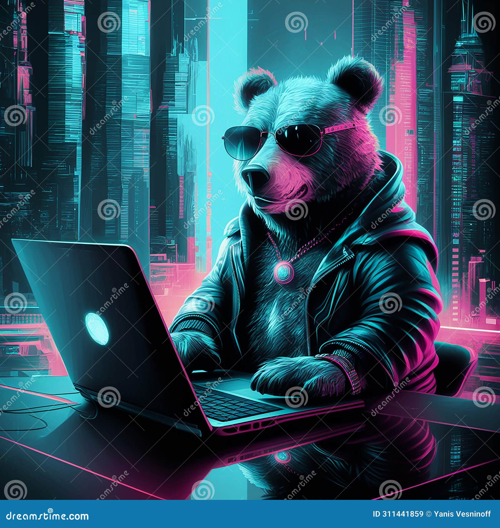 The Cyberbear (AI Generated) Stock Illustration - Illustration of ...