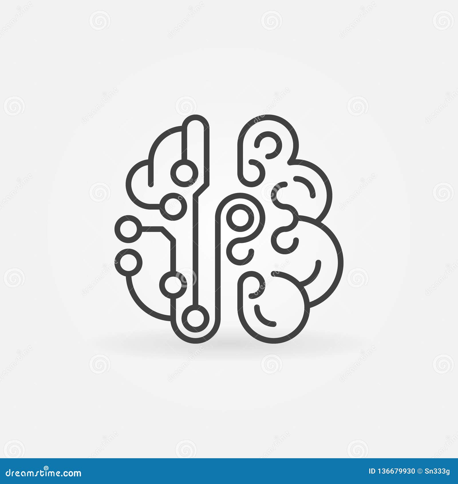 Cyberbrain Concept Line Icon. Vector Smart Brain Symbol Stock Vector ...