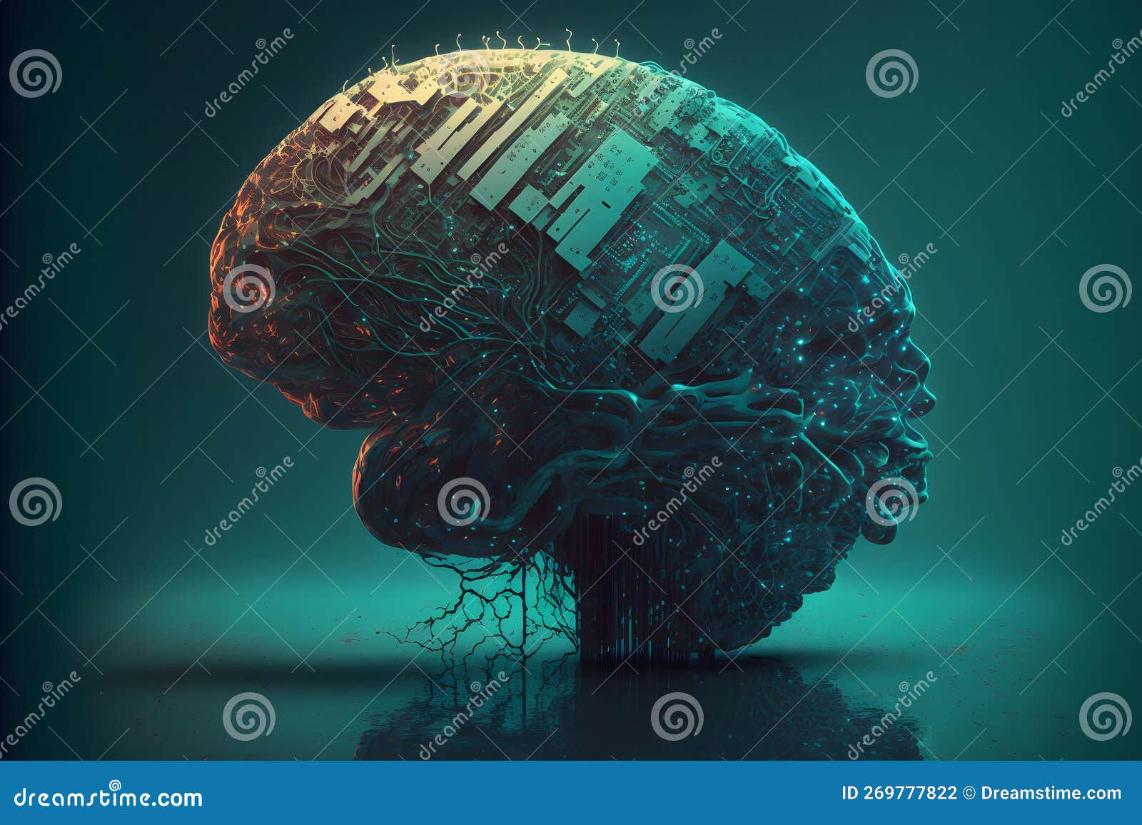 Cyberbrain Concept, Neural Network Generated Art Stock Illustration ...