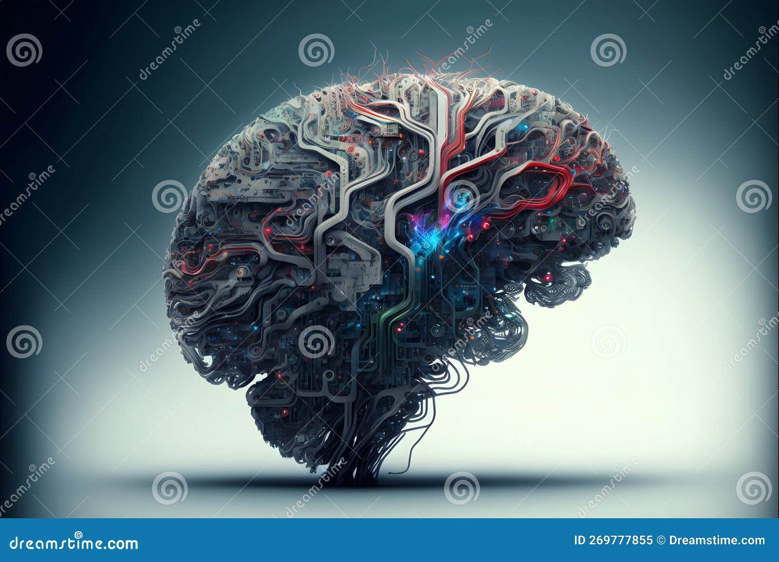 Cyberbrain Concept, Neural Network Generated Art Stock Illustration ...
