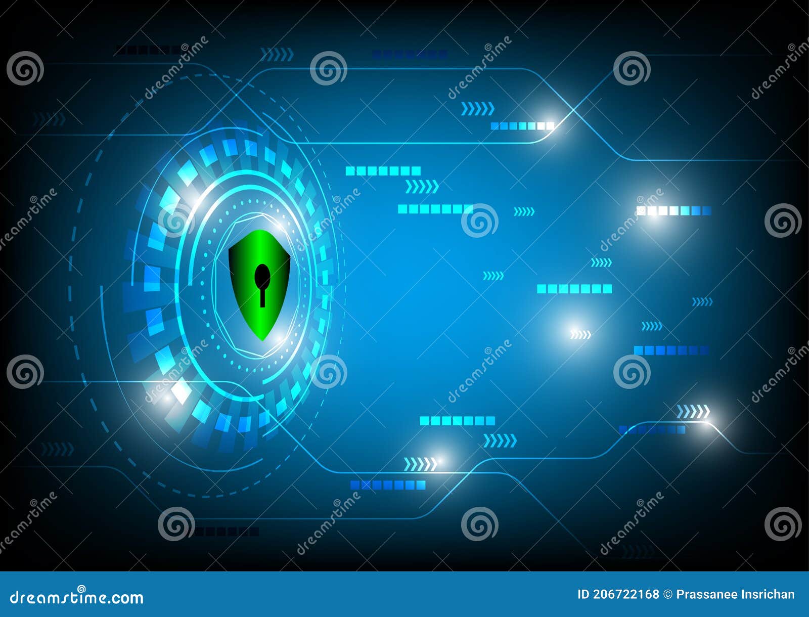 Cybercrime Concept. Green Protect Guard Shield Security Abstract ...